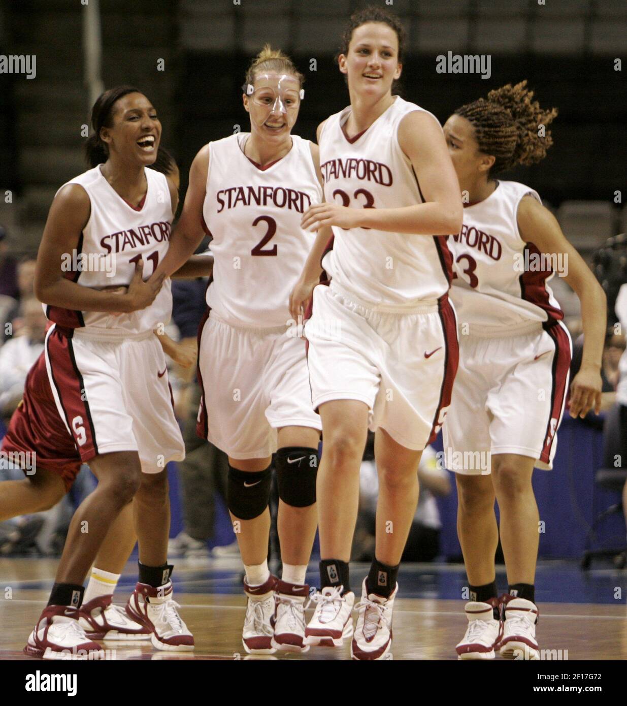 Stanford's Candice Wiggins, (11) congratulates Krista Rappahahn (2 ...