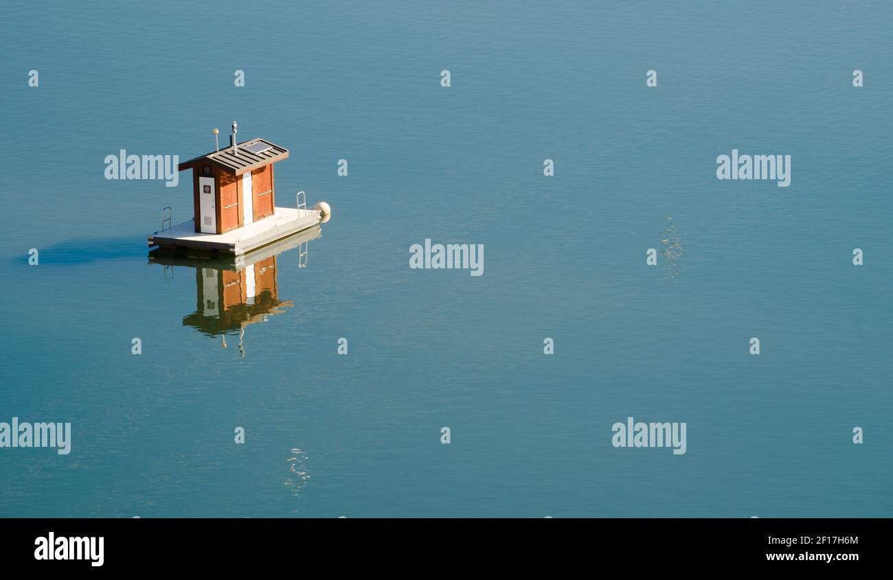 Portable Floating Restroom Lake Shasta Oasis Smooth Water Stock Photo ...