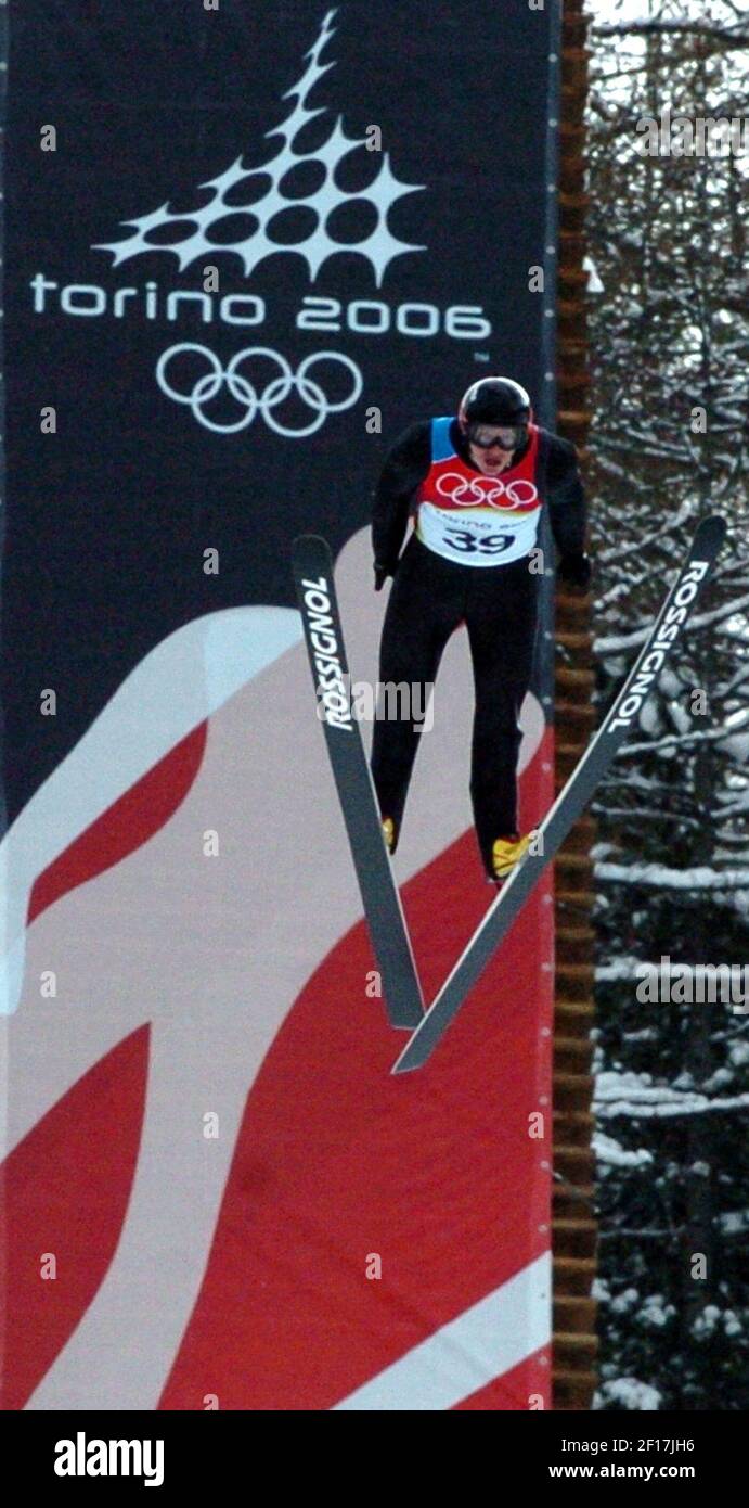 USA's Todd Lodwick flies through the air during the large hill ski jump ...