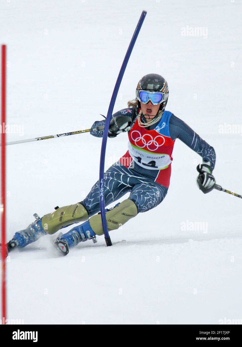 Resi Stiegler of the United States skies down the hill in the ladies ...