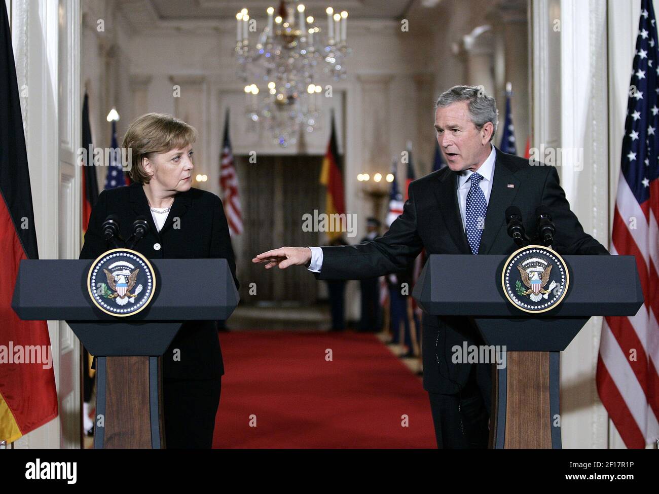 President Bush holds a joint press conference with German Chancellor ...