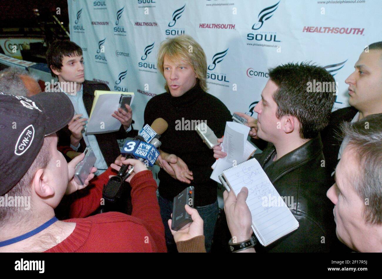 Philadelphia Soul owner Jon Bon Jovi speaks with the media during Media ...