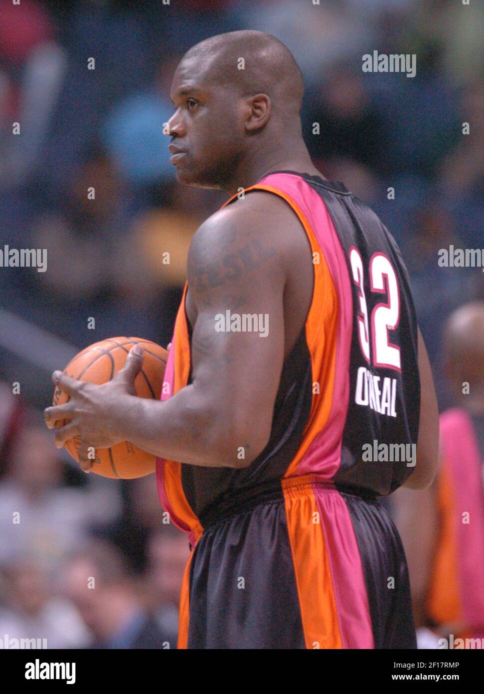 The Miami Heat's Shaquille O'Neal is shown during a game against the ...