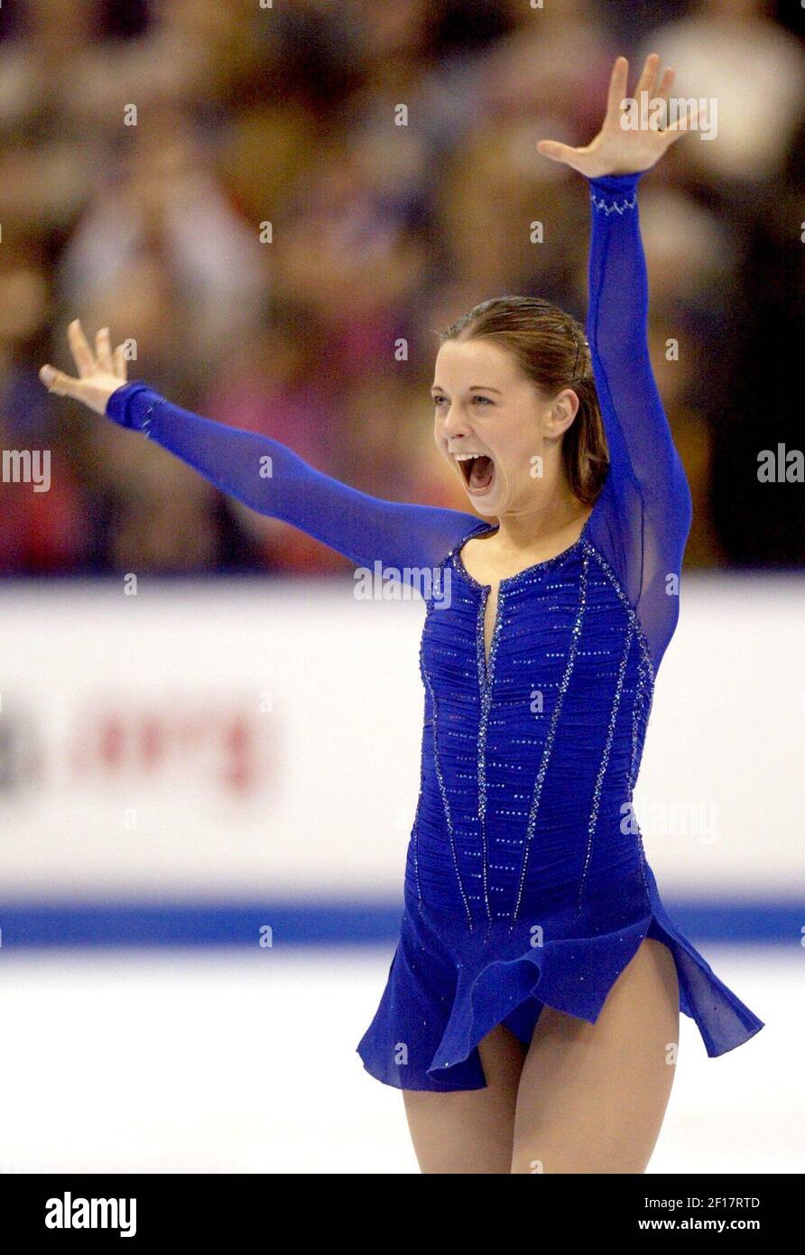 Emily Hughes reacts to concluding her short program during the U.S ...