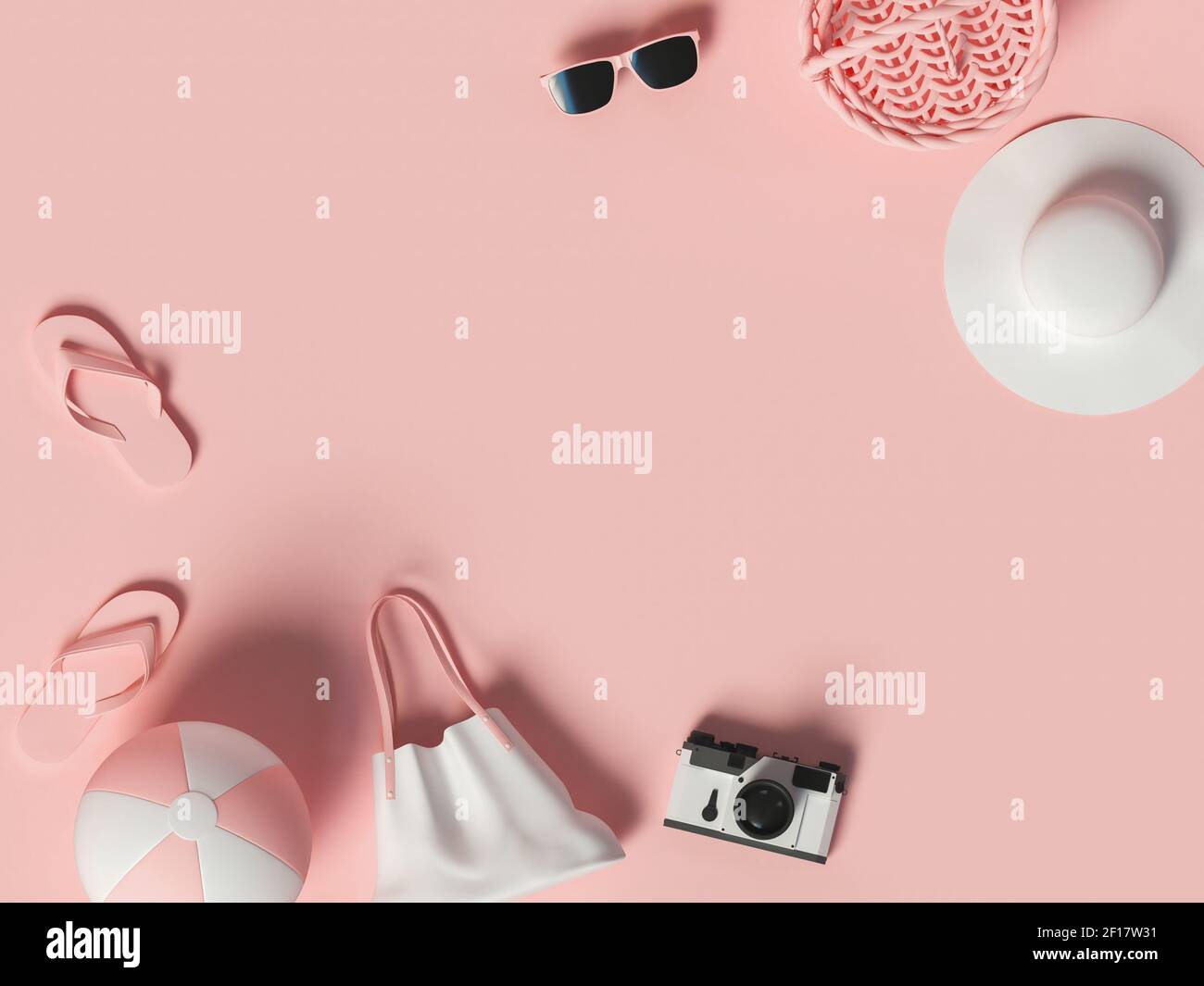 3d Top view with beach accessories Stock Photo - Alamy