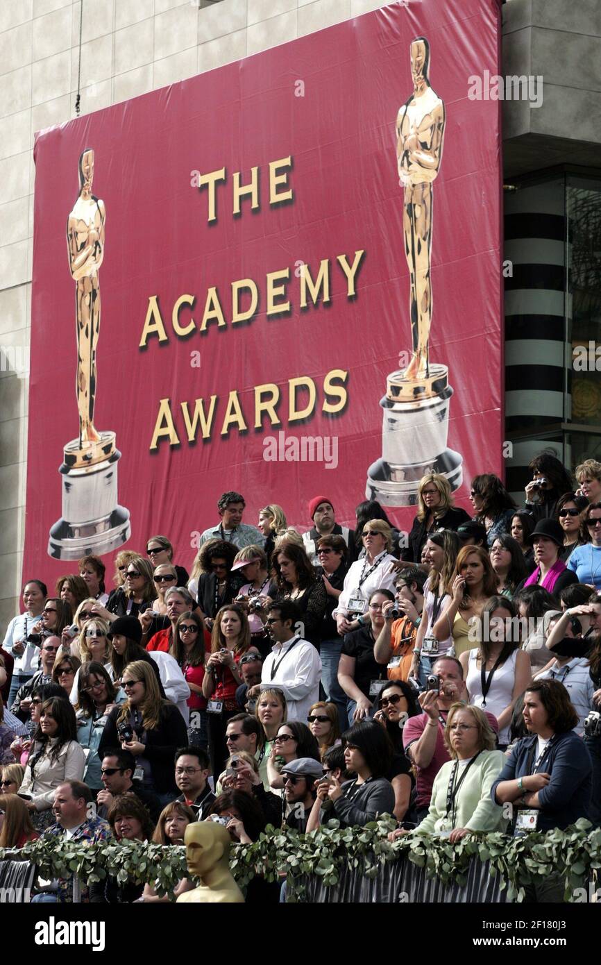 Fans watch arrivals at the 78th Annual Academy Awards at the Kodak ...