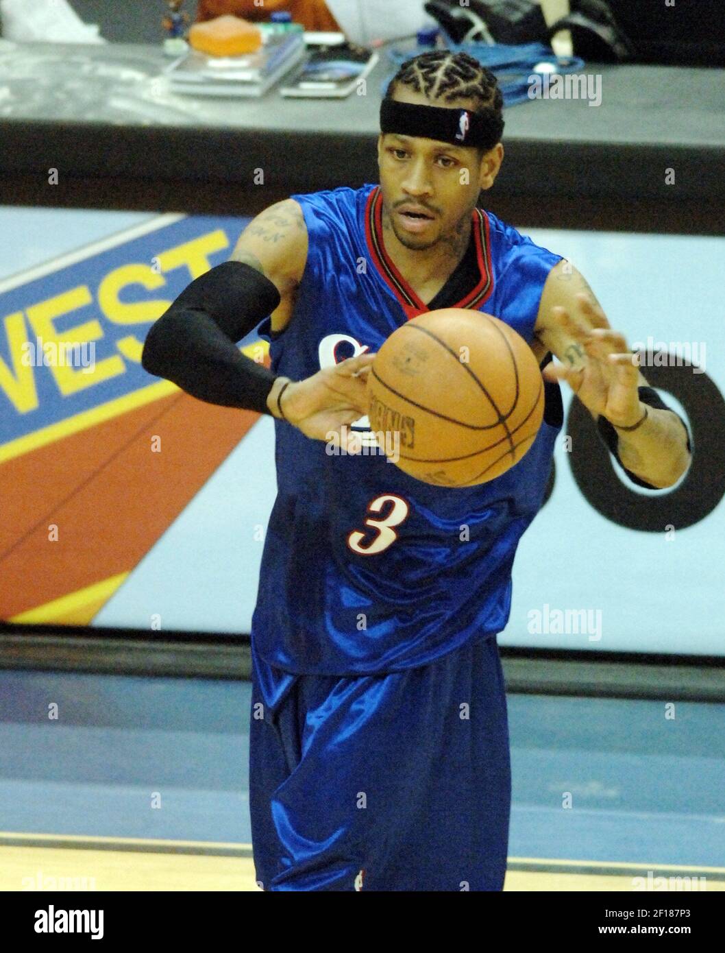 The Philadelphia 76ers' Allen Iverson (3) is shown during a game ...