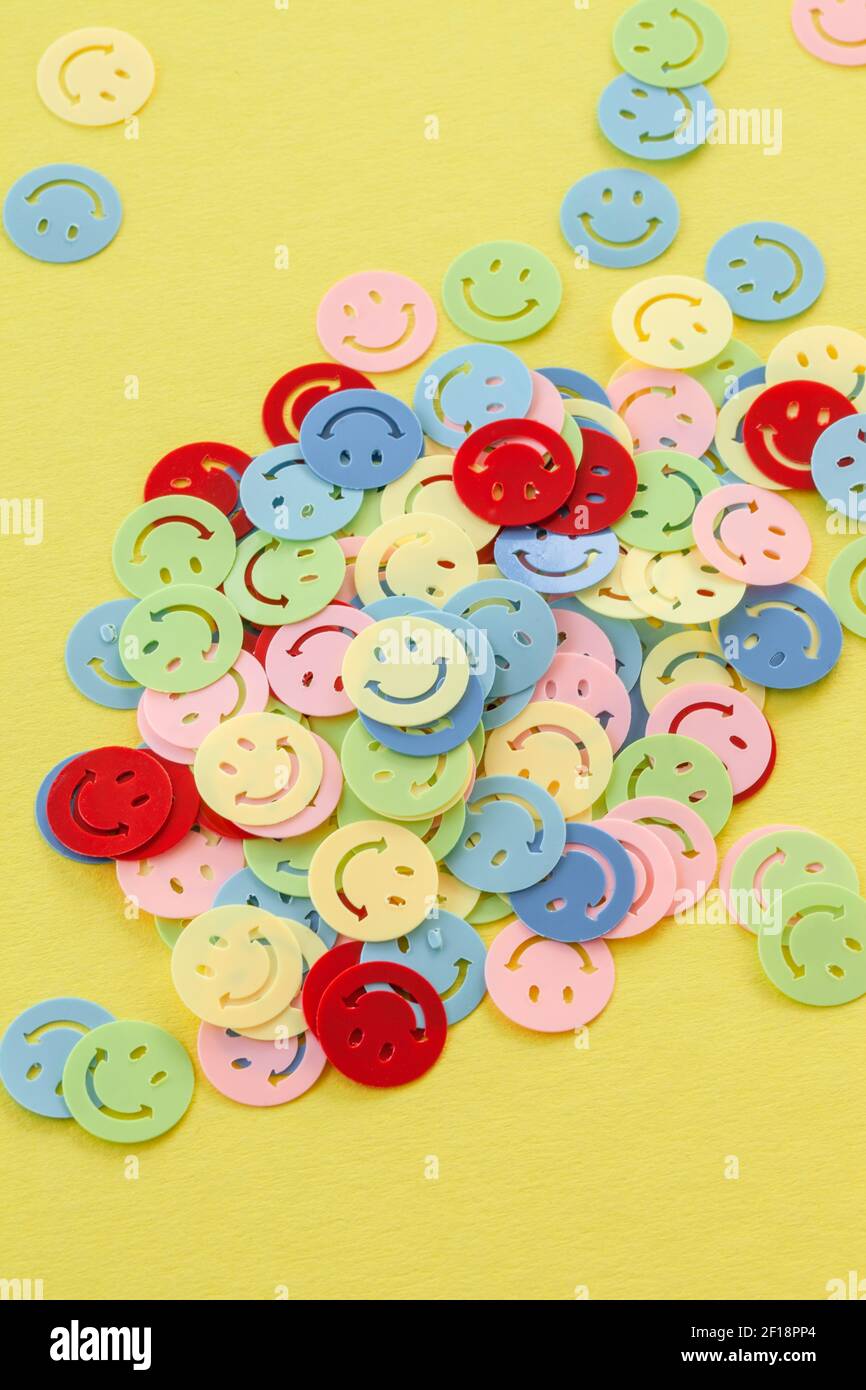 Colorful Smiley Confetti Stock Photo - Alamy
