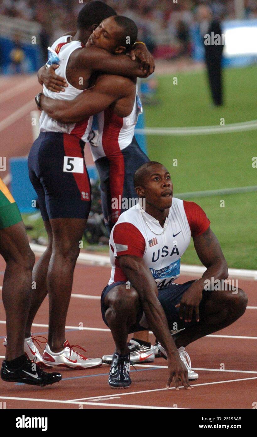 track and field--men's 200 final--USA's Justin Gatlin (3rd palce) (left ...