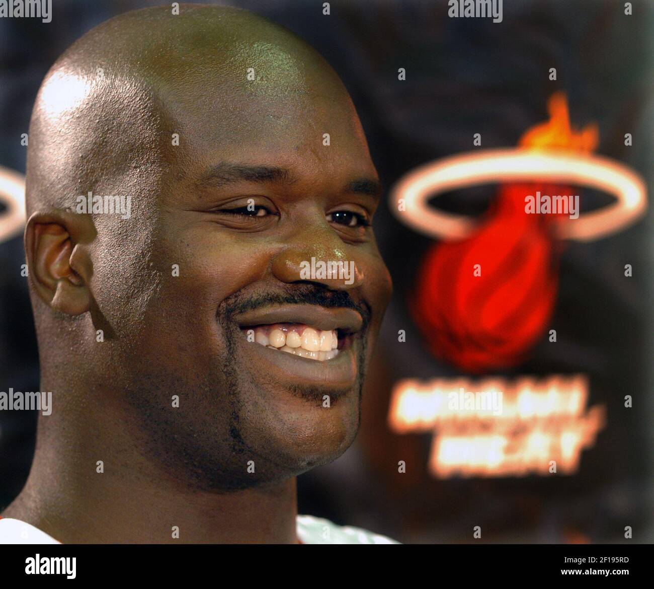 Miami, FL--Miami Heat center Shaquille O'Neal smiles at the press ...