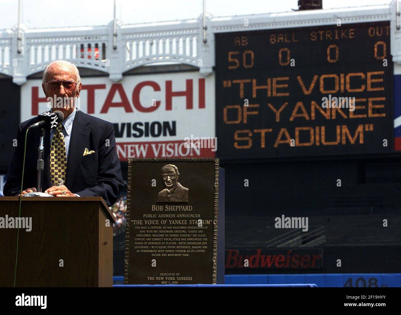 In this May 7, 2000 file photo, Bob Sheppard was honored at Yankee ...