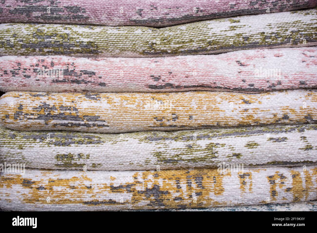 Examples of colorful fabric of various color and type Stock Photo - Alamy