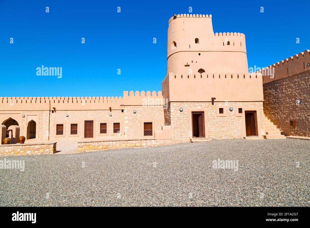 In oman muscat the old defensive fort battlesment sky and star brick ...