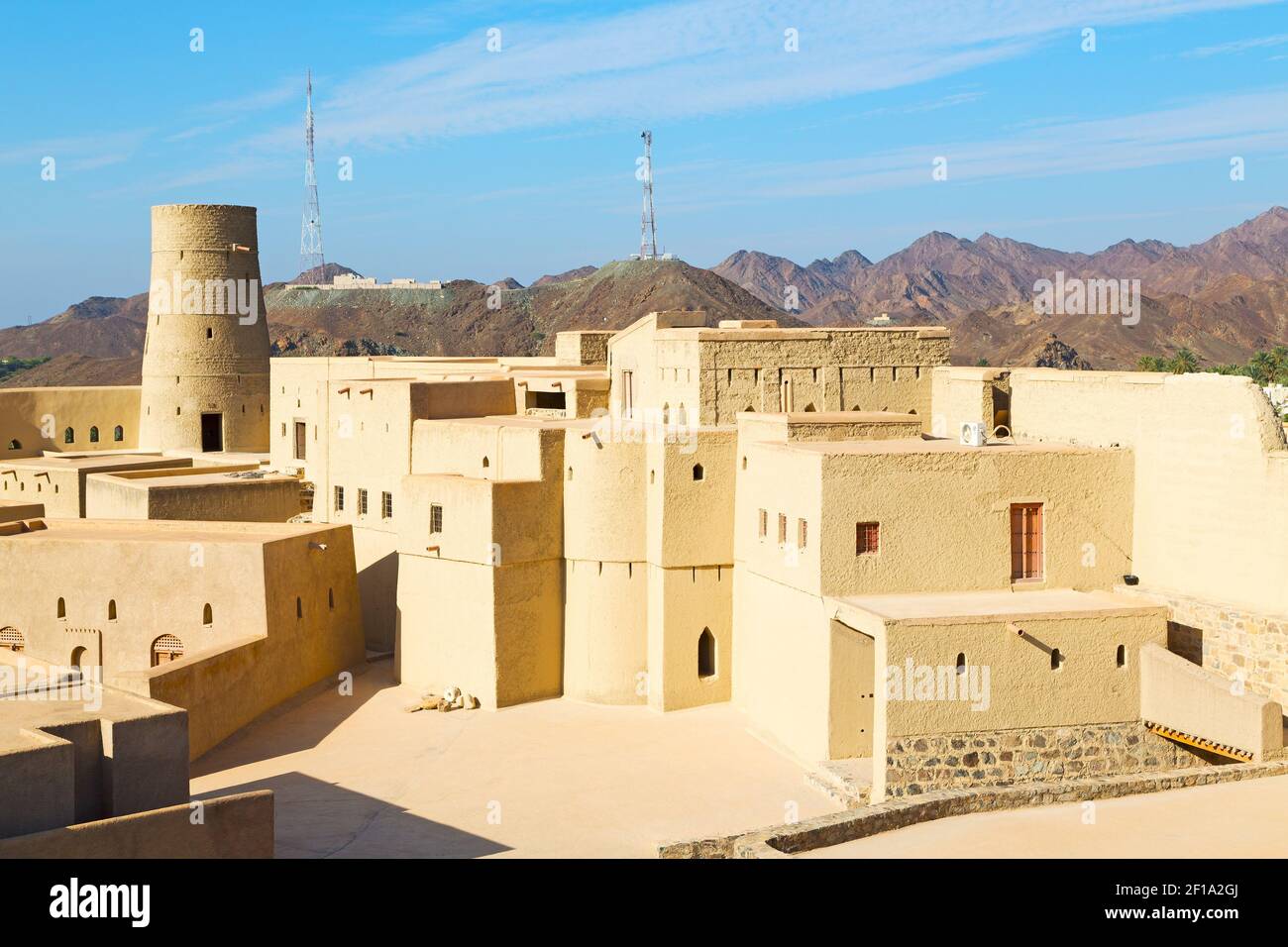 In oman muscat the old defensive fort battlesment sky and star brick ...