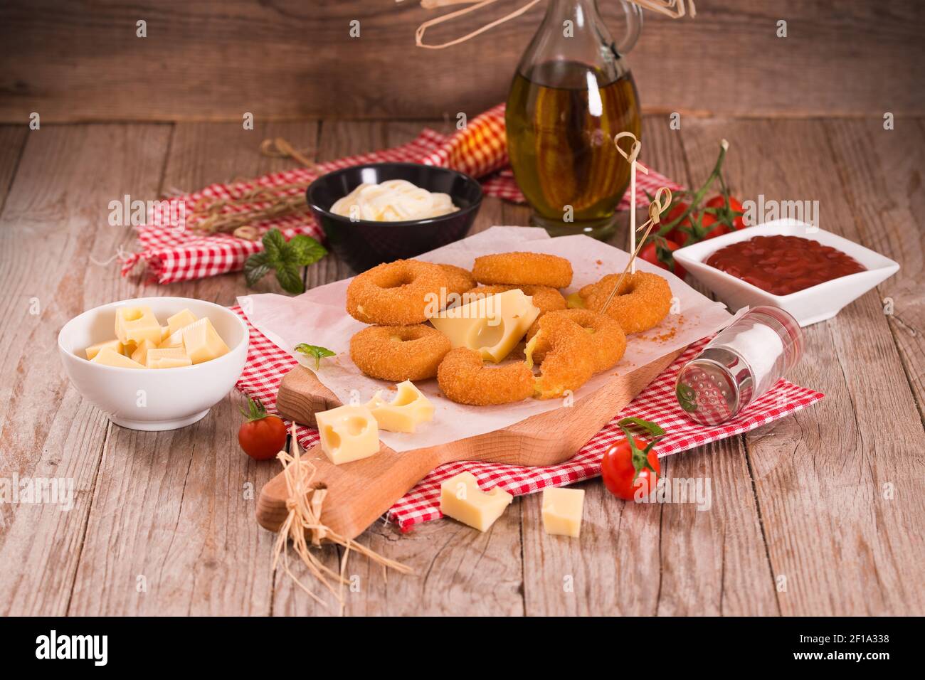 Fried cheese ring Stock Photo - Alamy