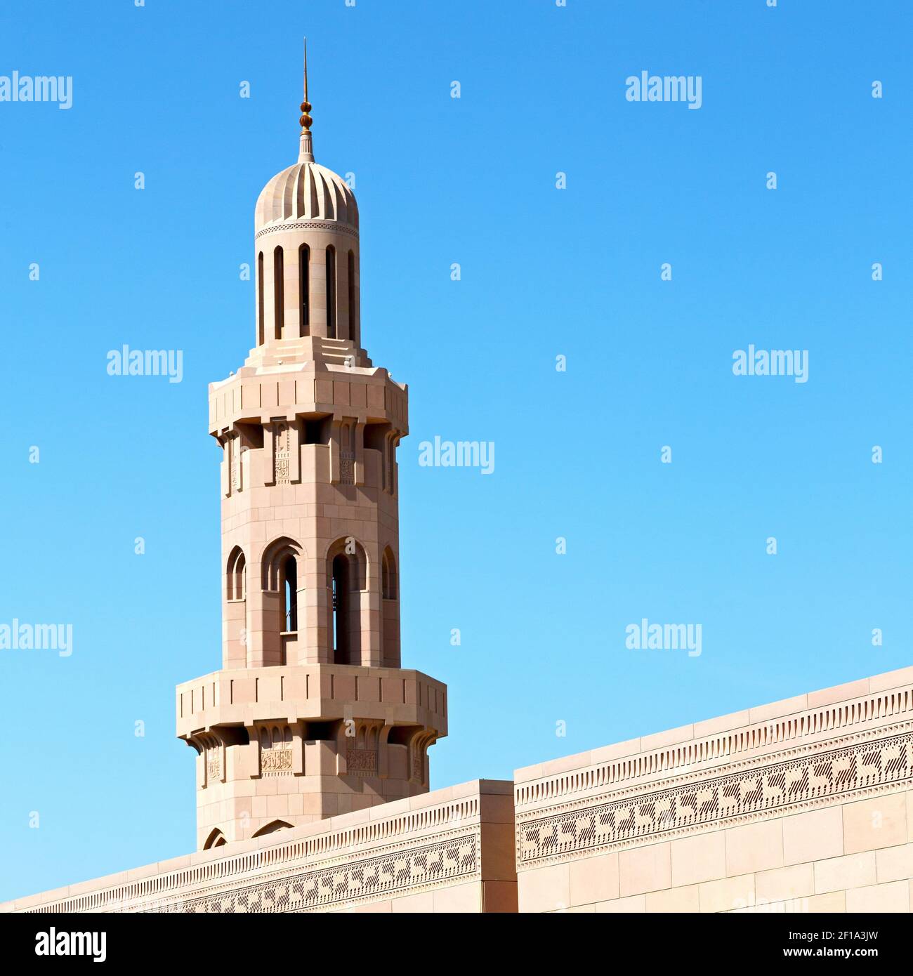 In oman muscat the old mosque minaret and religion in clear sky Stock ...
