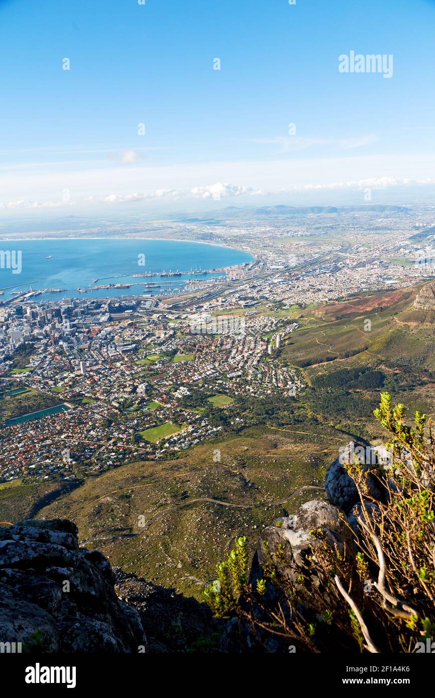 In south africa cape town city skyline from table mountain Stock Photo ...