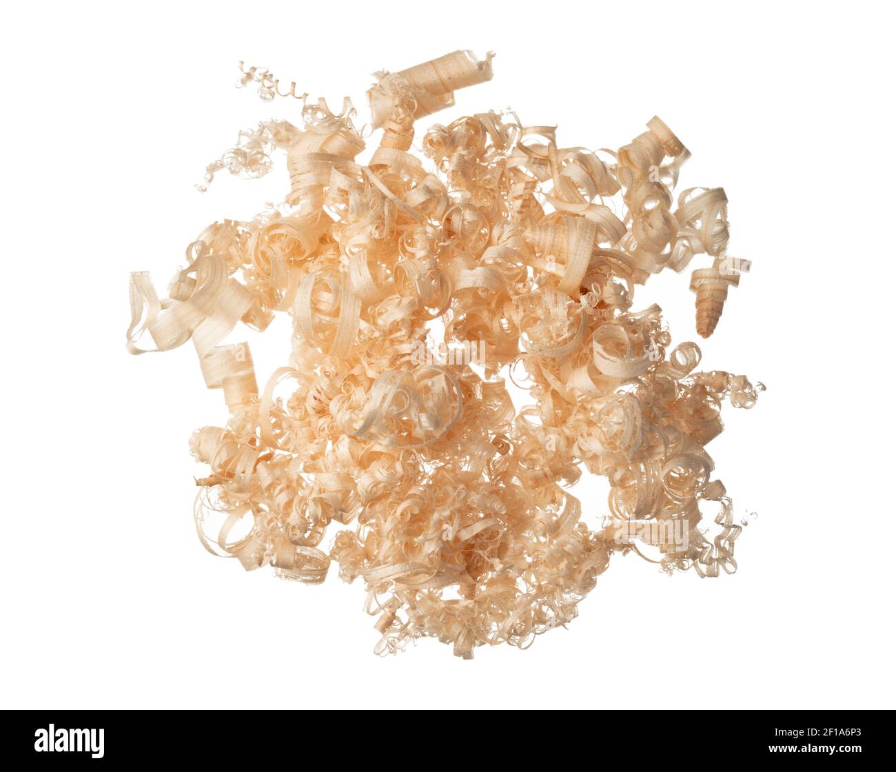 Wood shavings curls isolated on white background Stock Photo - Alamy
