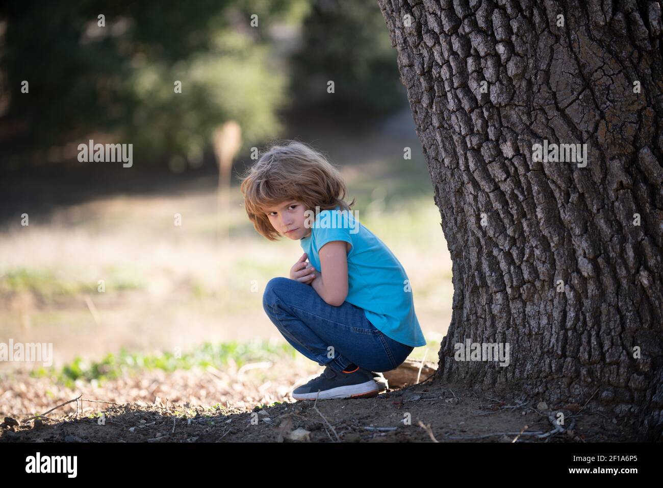 Kids negative emotions, nervous breakdown. Lonely kid. Loneliness child ...