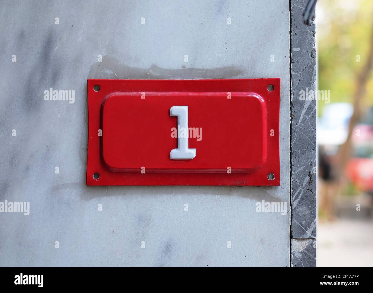 House number 1 sign on wall hi-res stock photography and images - Alamy