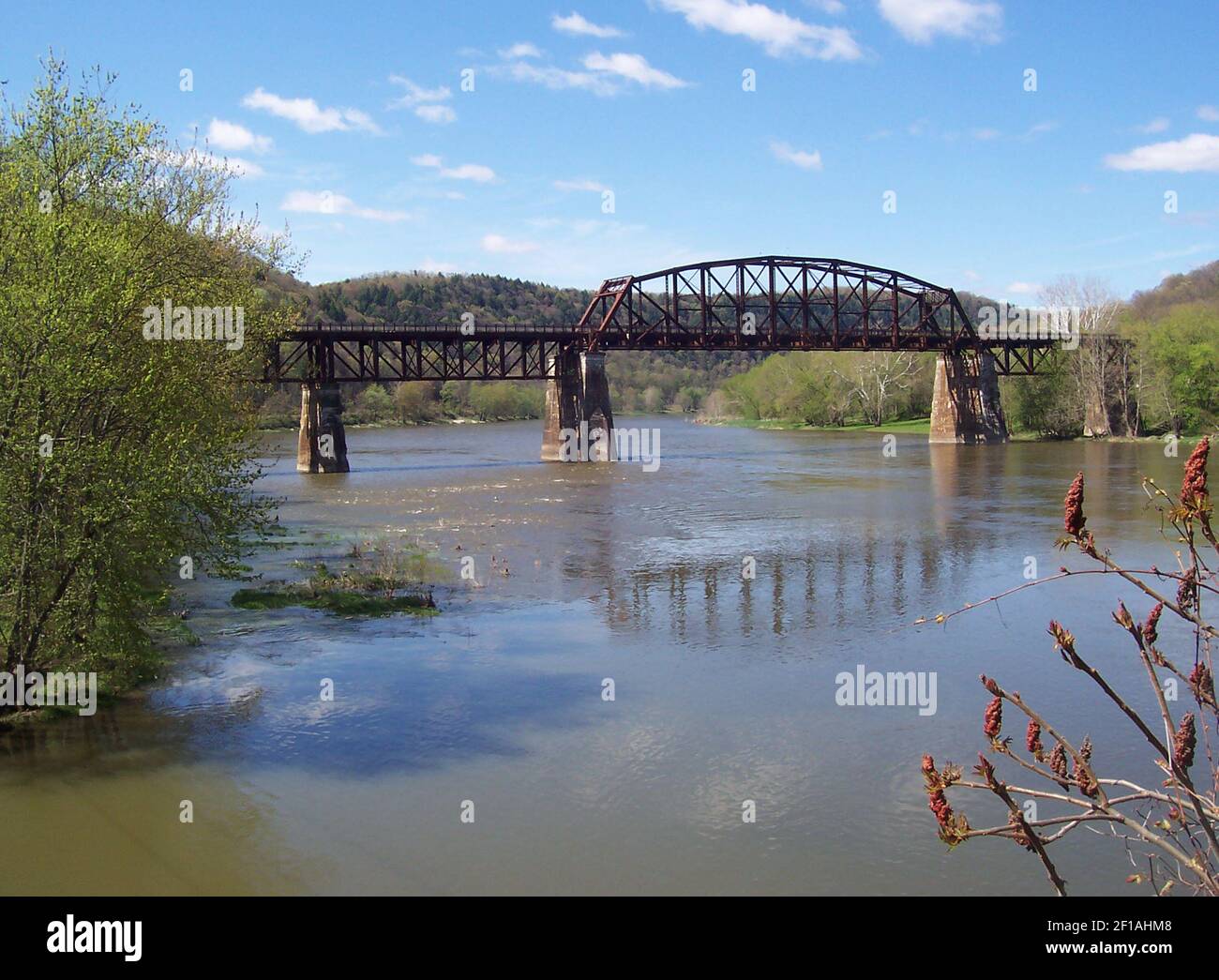 The Belmar Bridge is 1,385 feet long and carries the Sandy Creek Trail across the Allegheny ...
