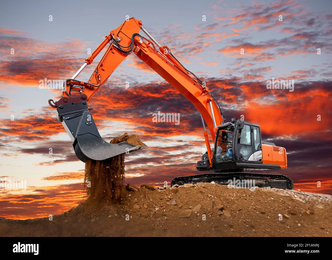 excavator at work on construction site Stock Photo - Alamy