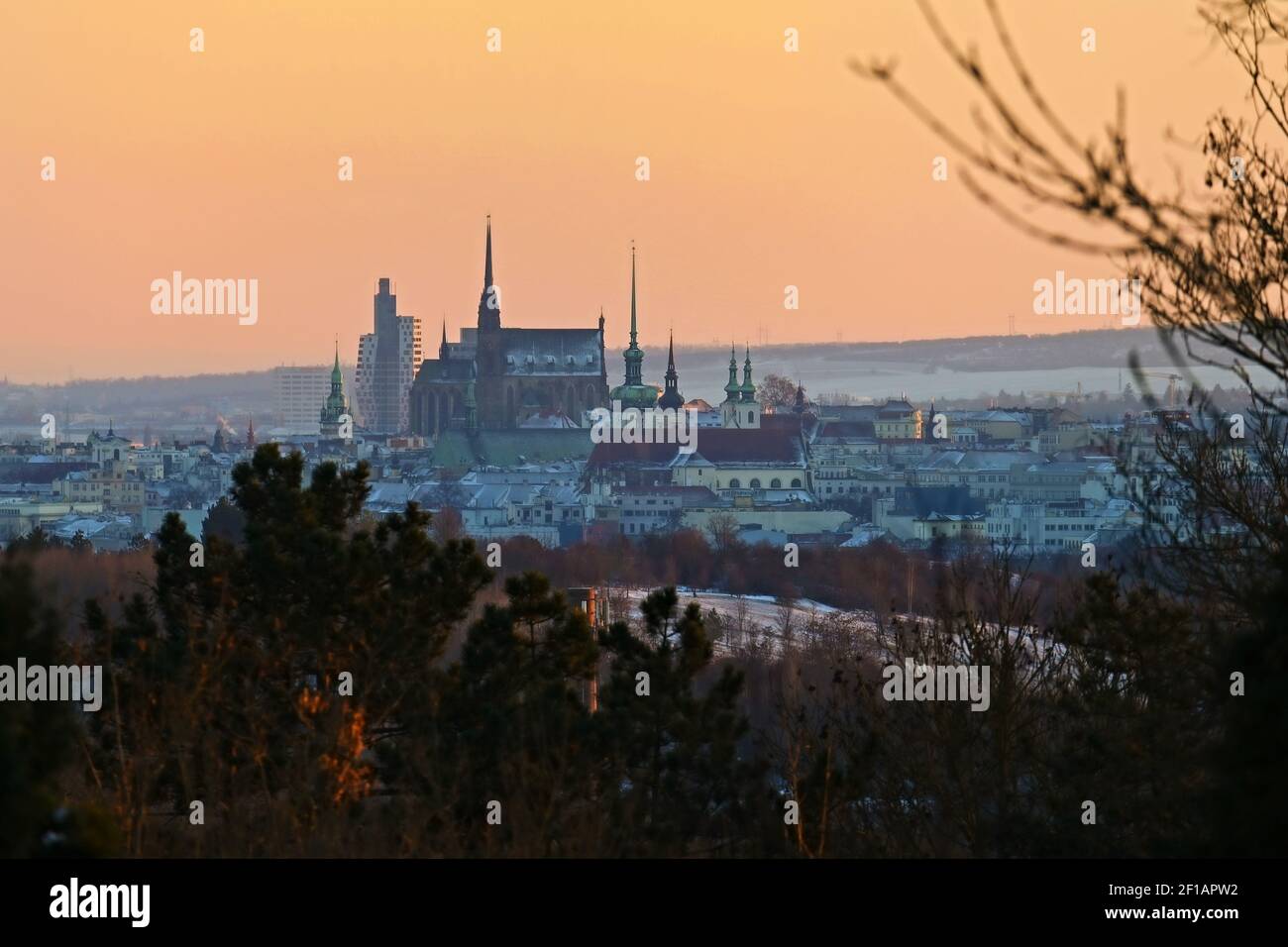 The city of Brno, Czech Republic-Europe. Top view of the city with ...