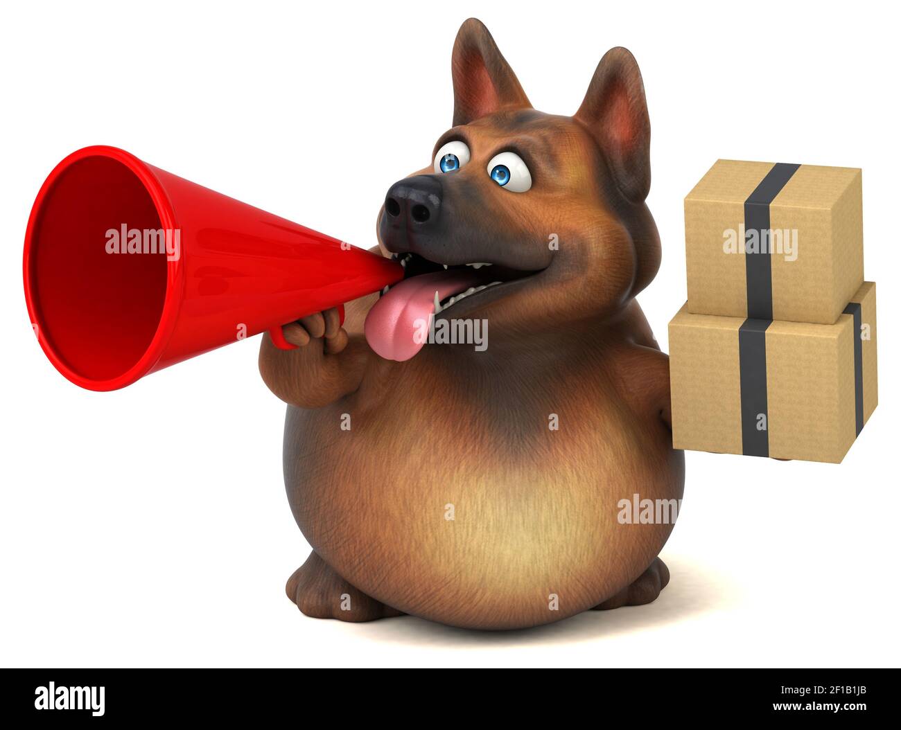 Fun german shepherd dog - 3D Illustration Stock Photo - Alamy