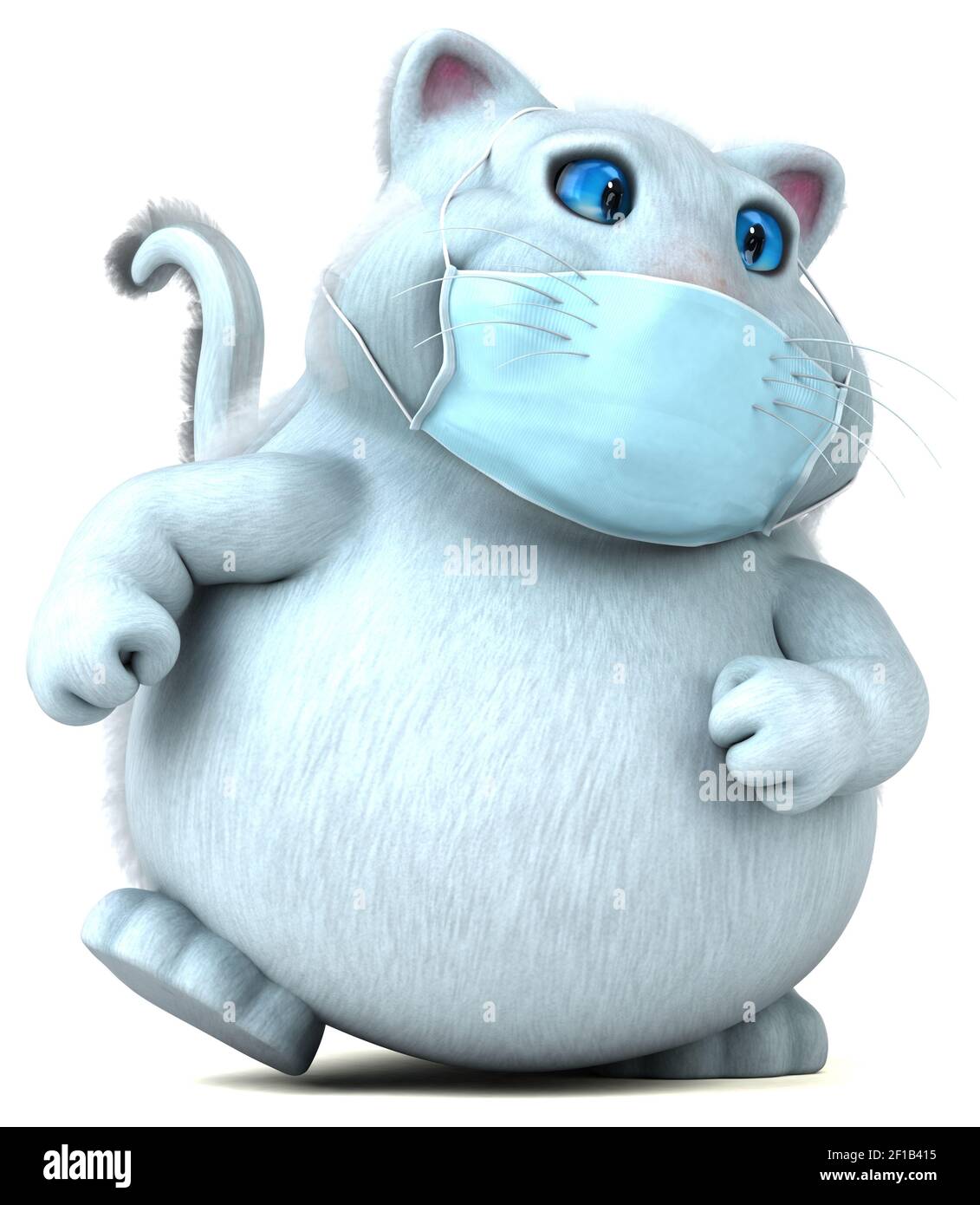 Fun 3D cartoon cat with a mask Stock Photo - Alamy