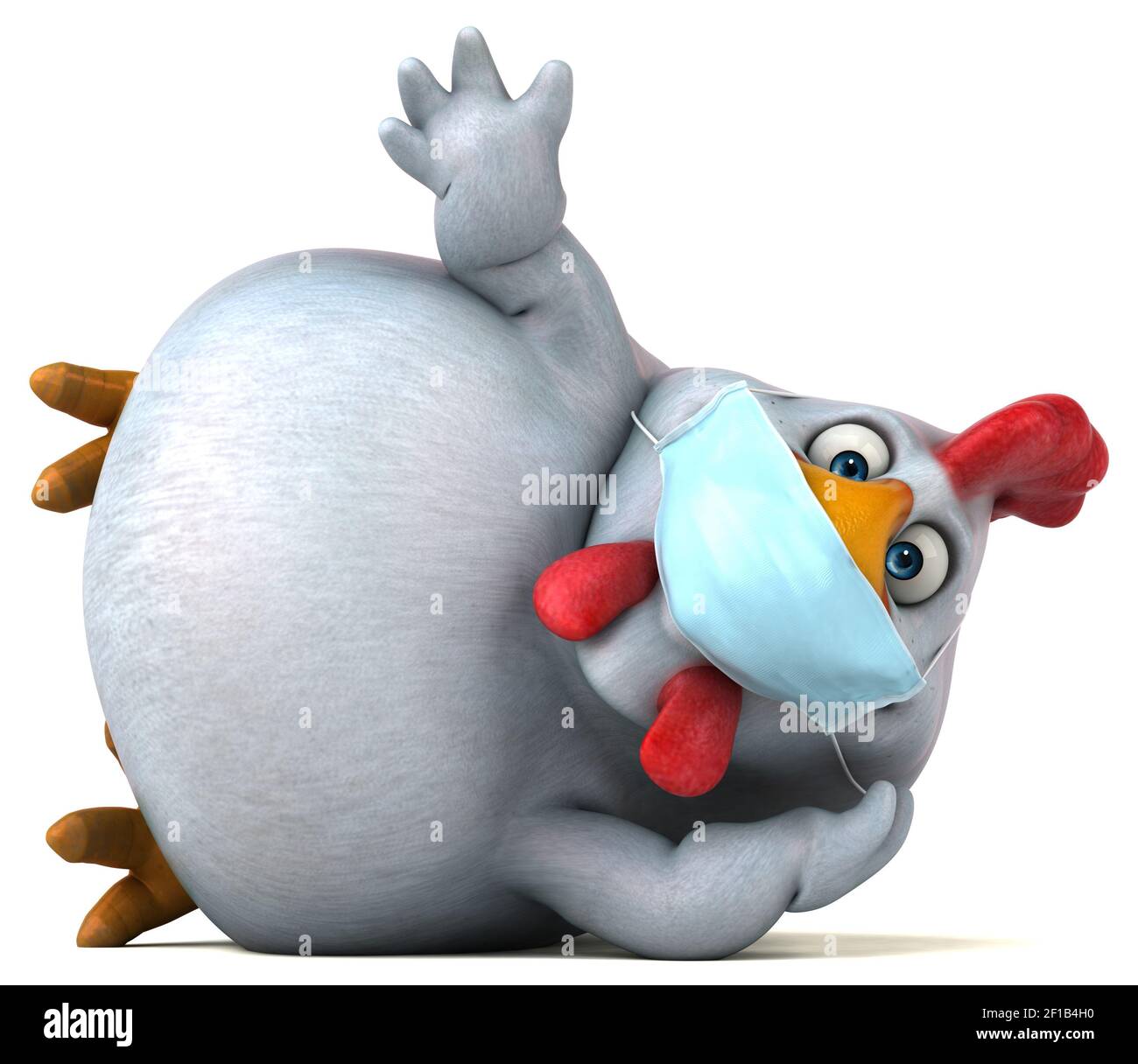 Fun 3D cartoon chicken with a mask Stock Photo - Alamy