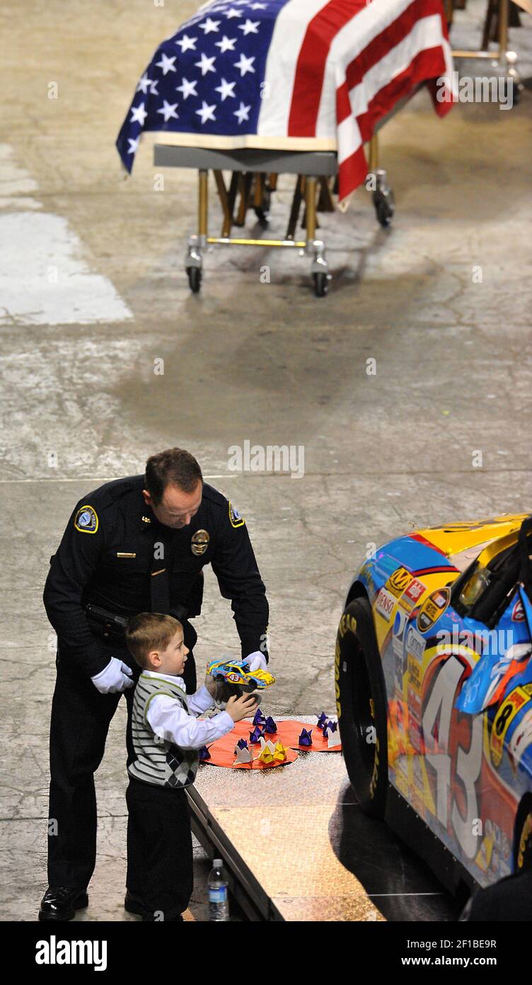 Nicholas Renninger, 3, son of Sgt. Mark Renninger, plays with a toy ...