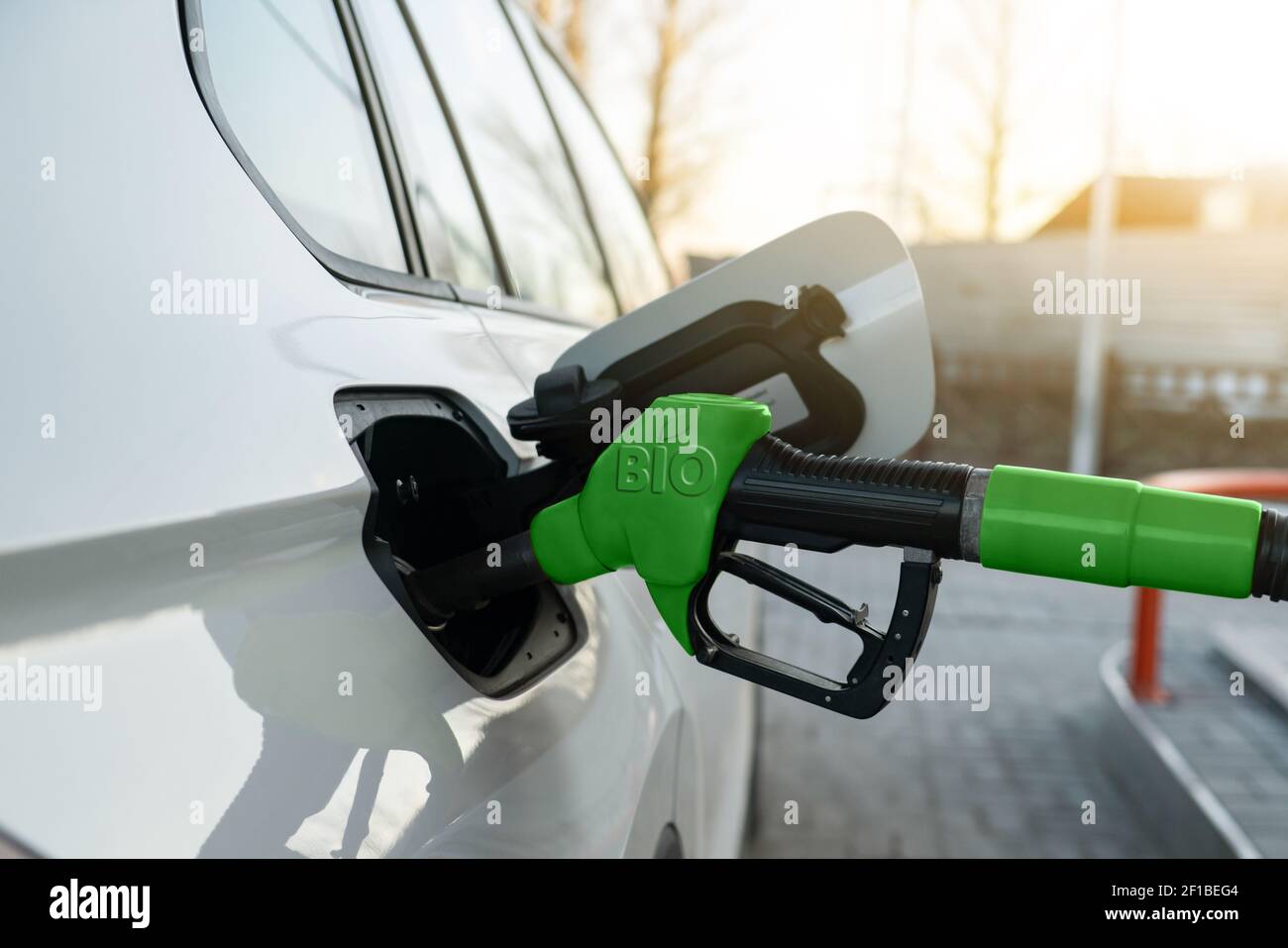 Refueling the car with biofuel Stock Photo - Alamy