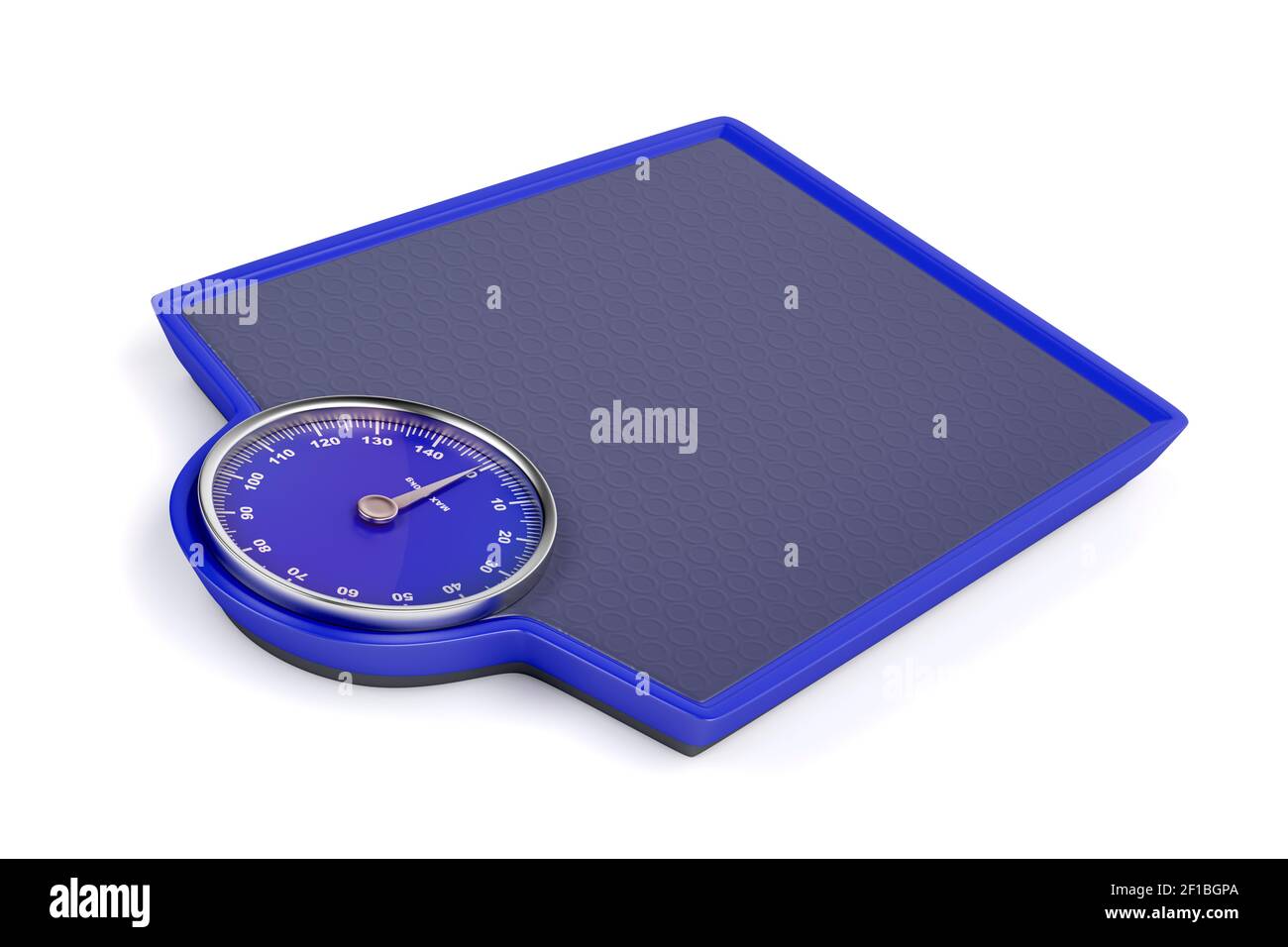 Blue weight scale on white background Stock Photo - Alamy