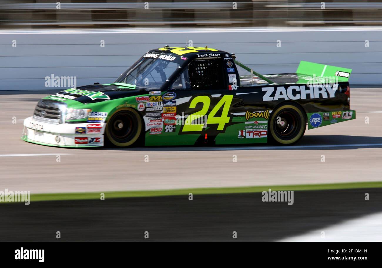 Driver David Starr takes practice laps at the Texas Motor Speedway ...