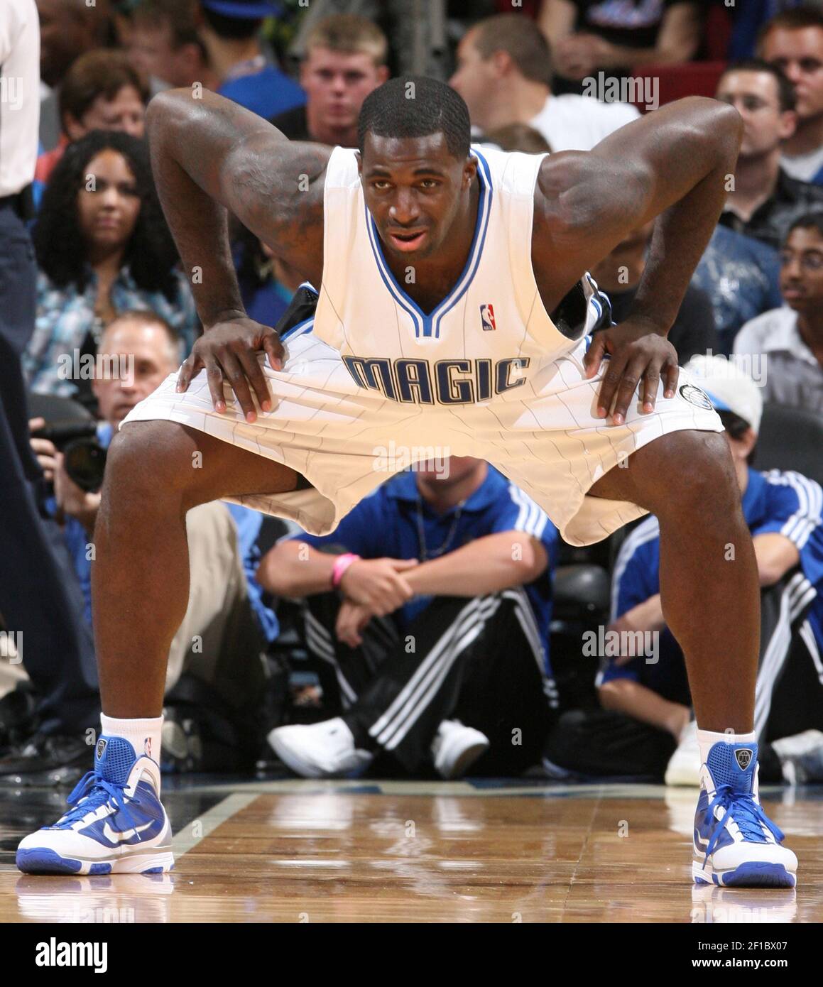 Orlando Magic forward Brandon Bass (30) waits for the Miami Heat at the ...