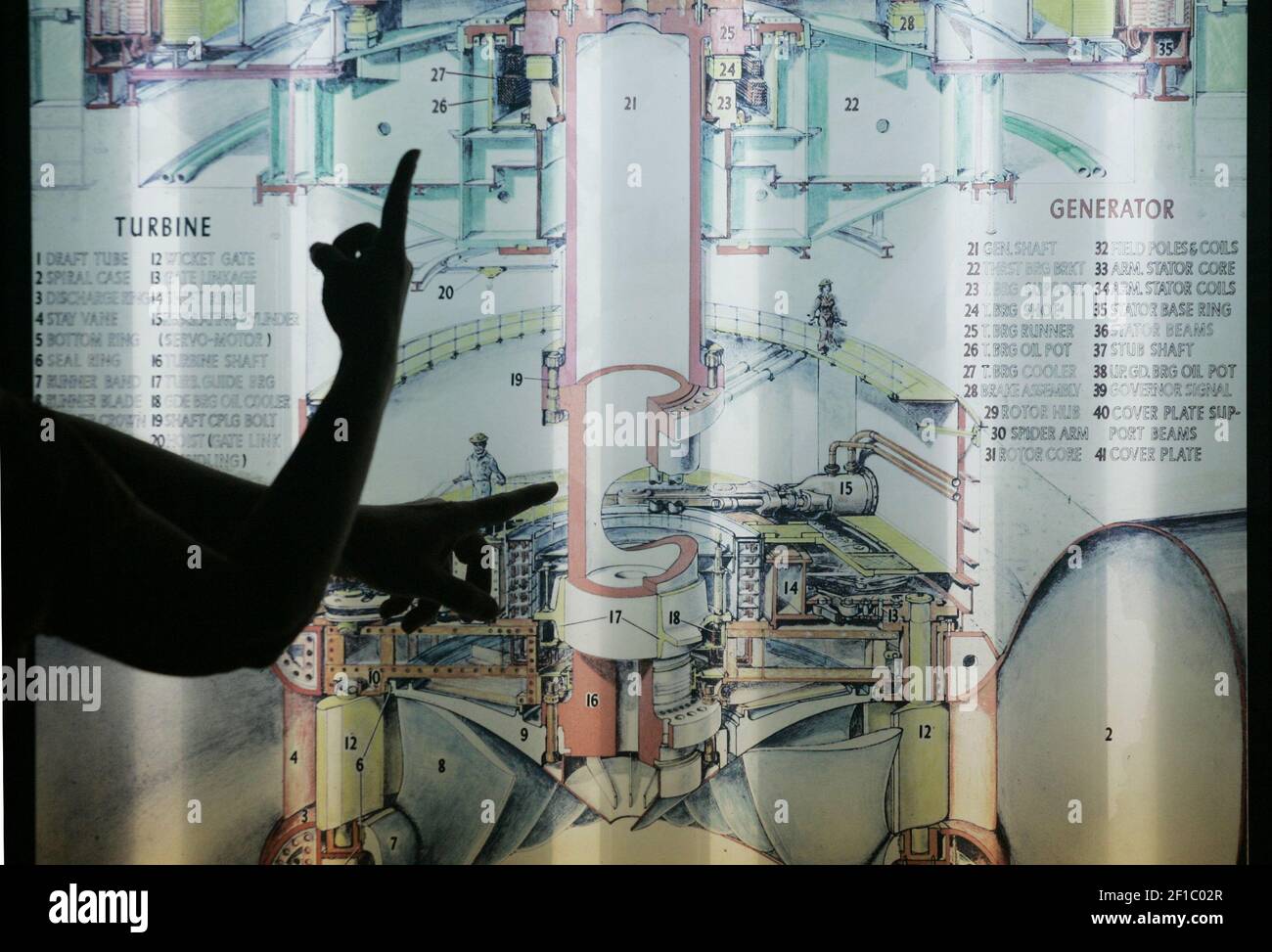 On the Grand Coulee tour, a guide answers a visitor's questions about ...