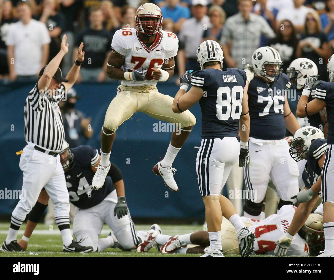 Florida State linebacker Dekoda Watson celebrates after FSU recovered a ...