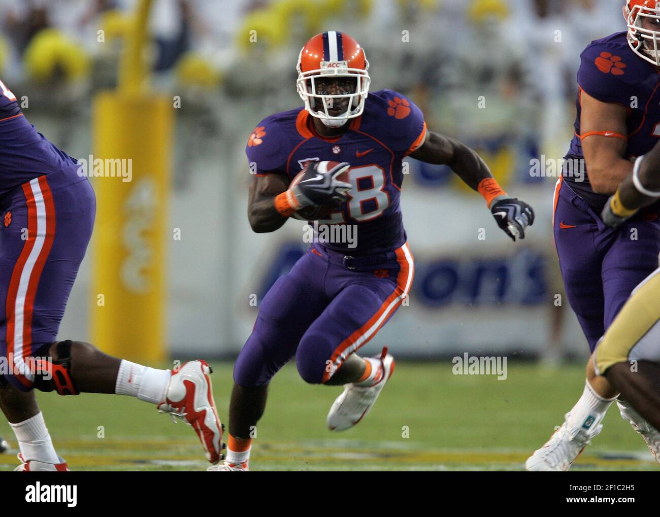 Clemson running back C.J. Spiller looks for running room during the ...