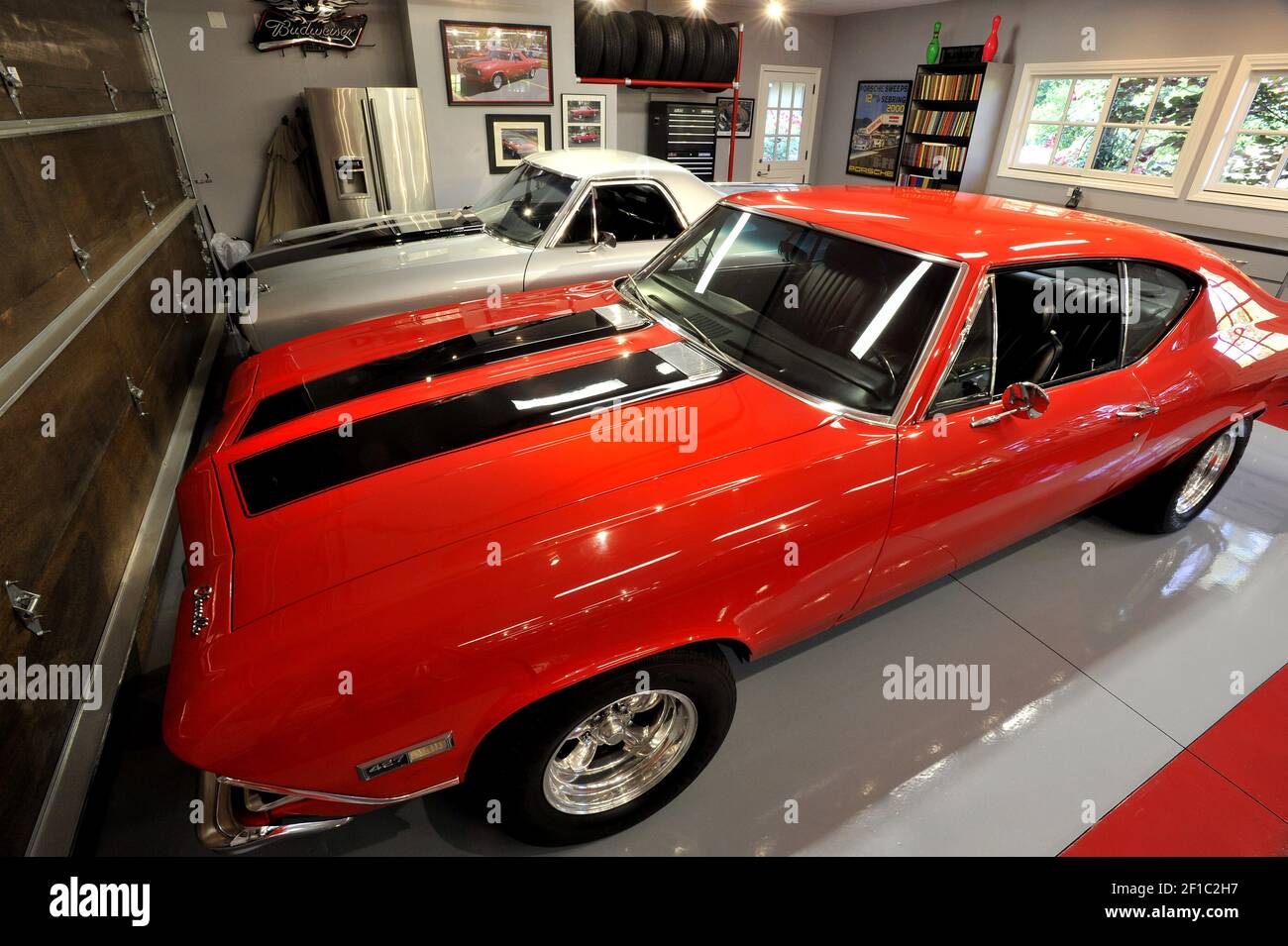 Classic car collector Dave Powell's finished garage includes painted ...