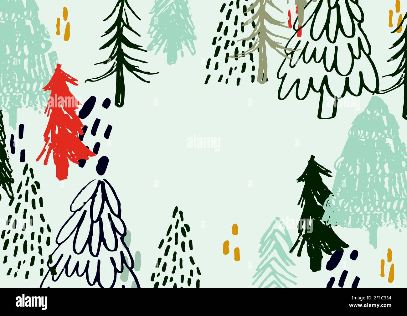 Illustration of multiple trees with copy space on green background ...