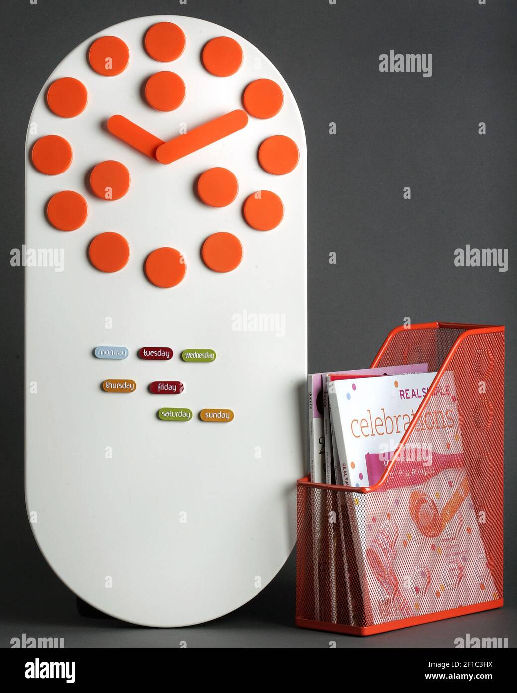 This clock/magnet board combo and magazine organizer were purchased on ...