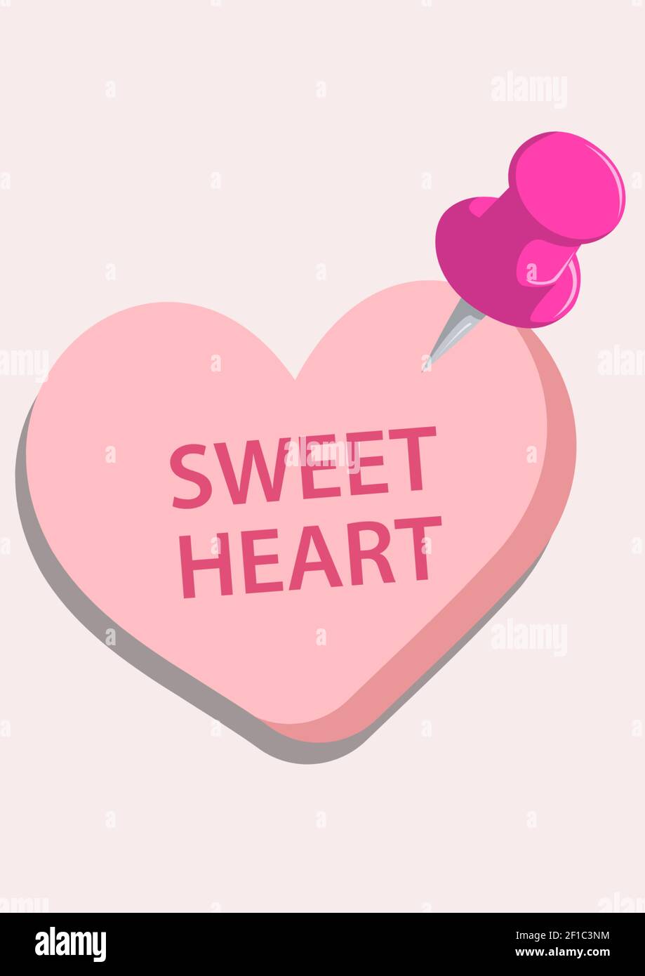 Illustration of pink heart with sweet heart text with pink pink on pink ...