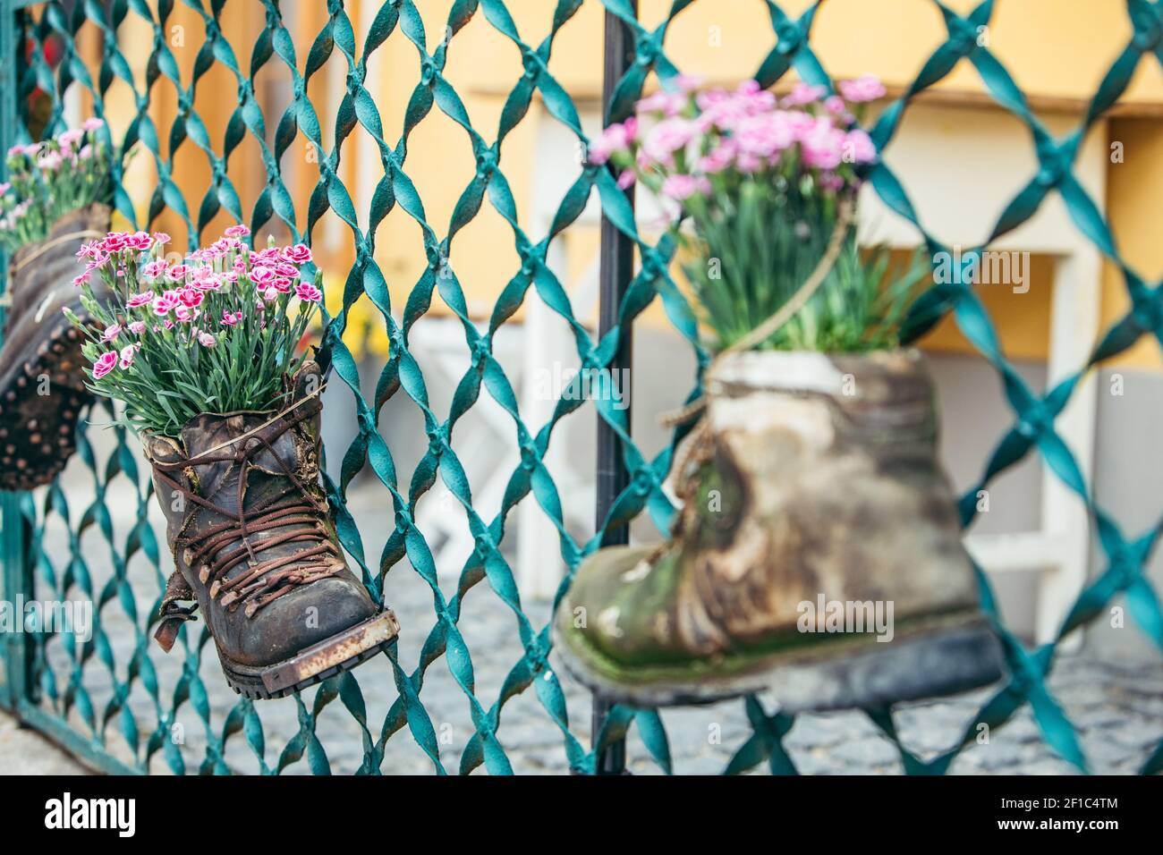 Creative bouquet in boots hi-res stock photography and images - Alamy