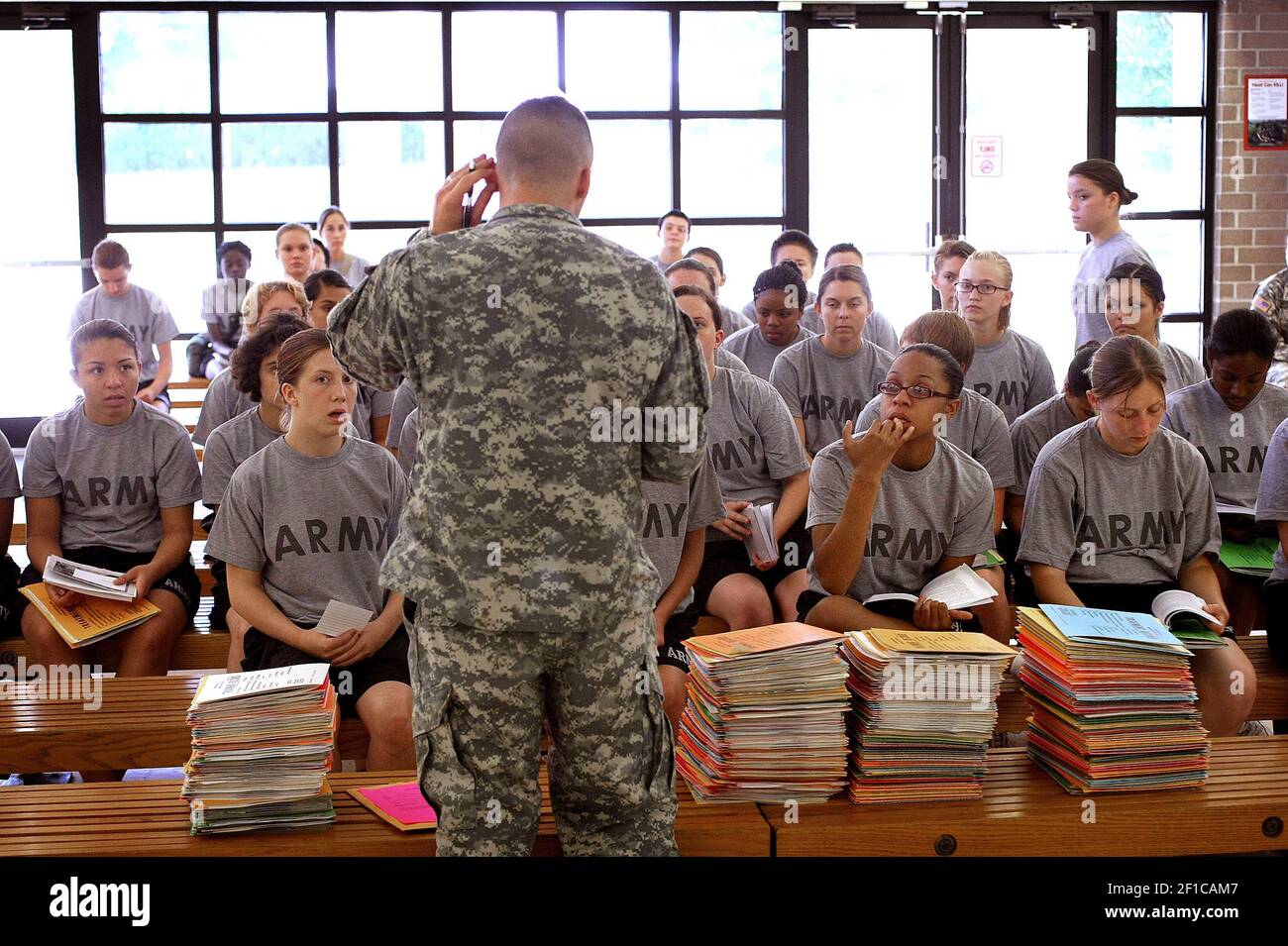 New soldiers await hearing and optical tests inside the 120th Adjutant ...