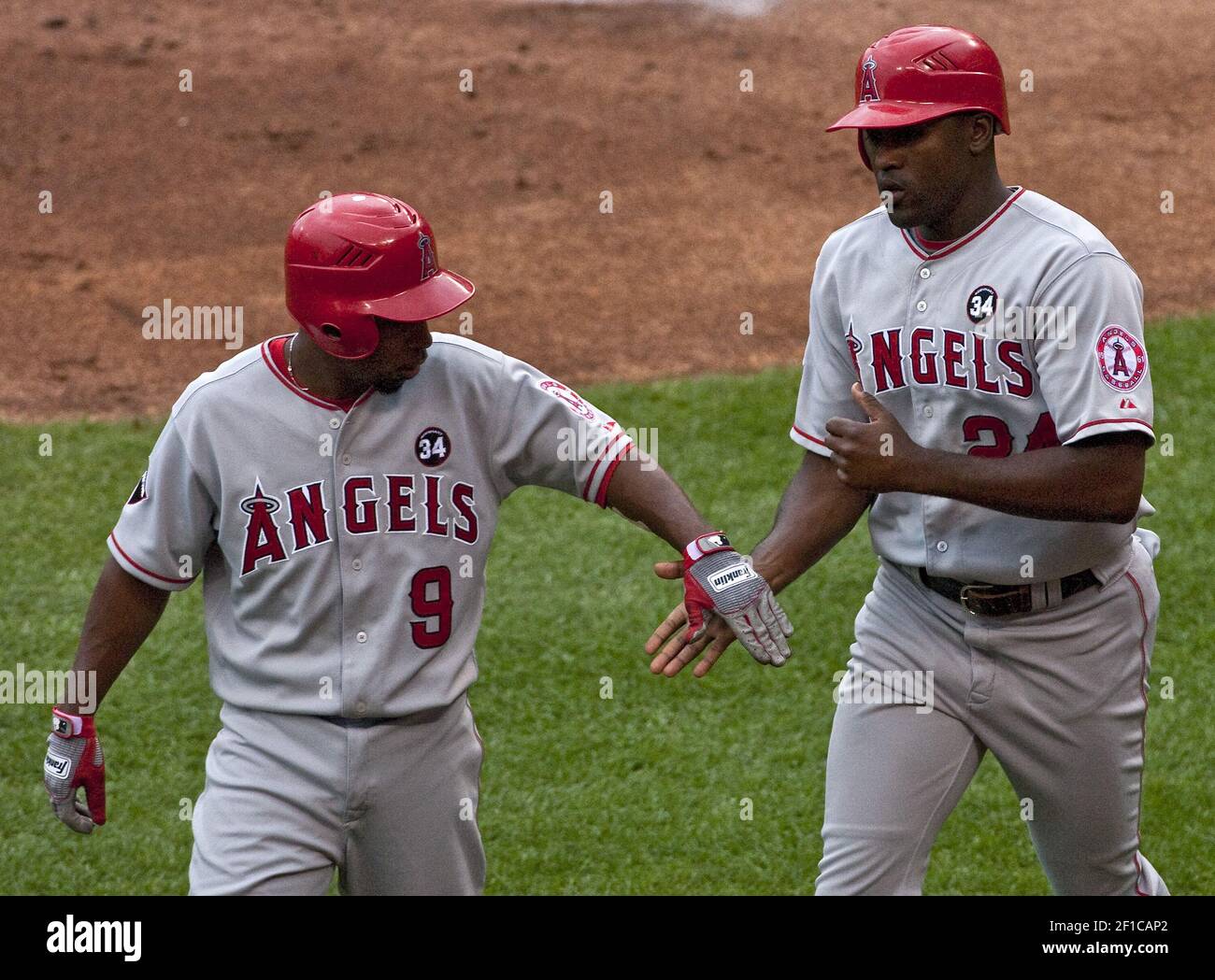 Los Angeles Angels' Chone Figgins (9) and Gary Matthews Jr. (Photo by ...