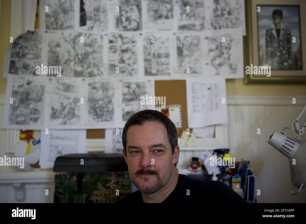 Comic book artist Chris Bachalo in his Coto De Caza, California home ...