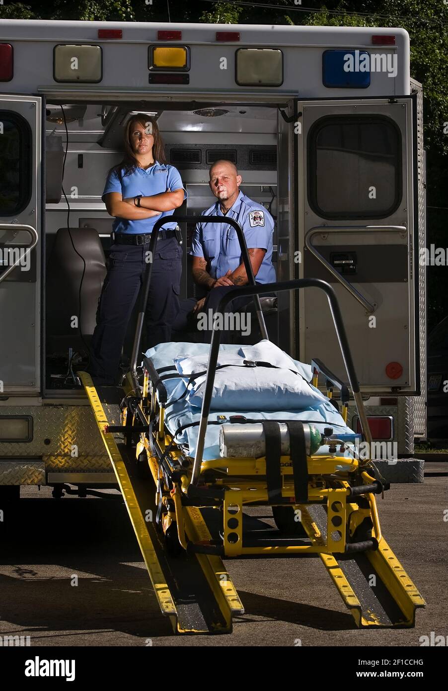 Lisa Eckart and Ralph Reuscher, EMTs with American Medical Response ...