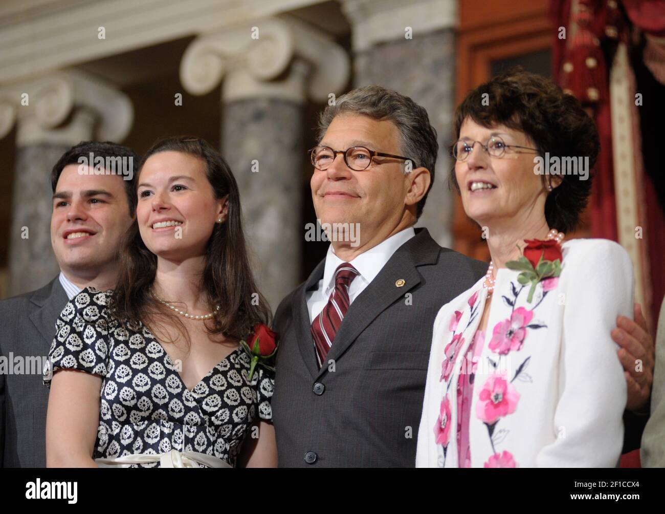Senator Al Franken (D-MN) and his family, from left, son Joe, daughter ...