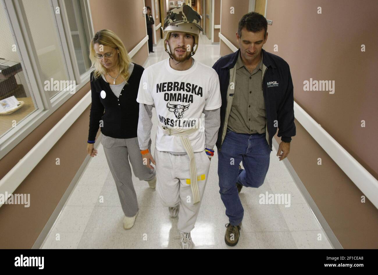 In this February 28, 2008 file photograph, Chase Kear, center, with the ...