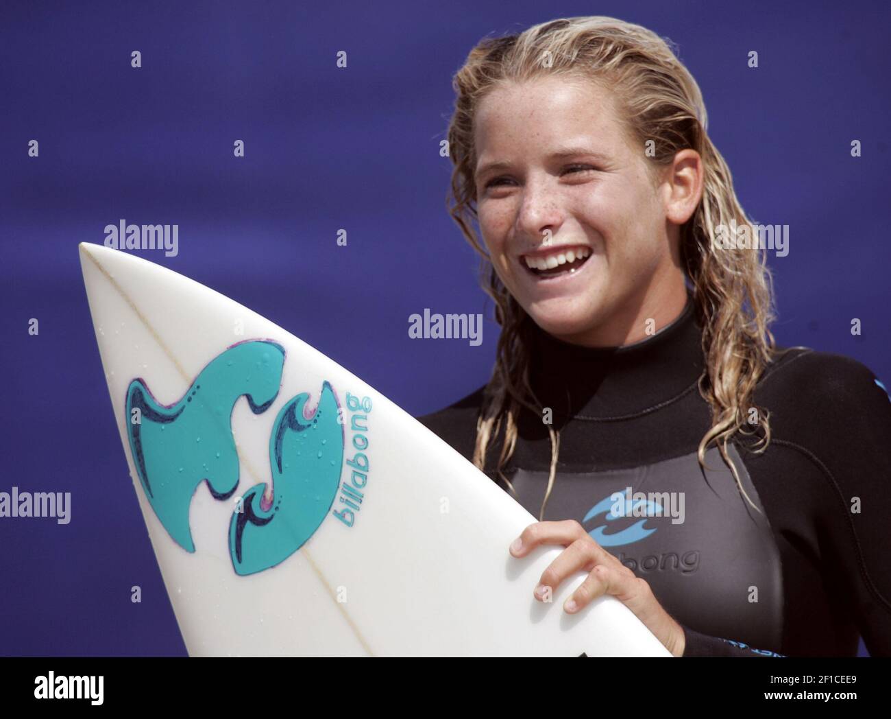 STILL A TEEN: Teen surfer Courtney Conlogue, 14, smiles after her heat ...